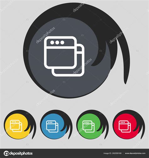 Simple Browser Window Icon Sign Symbol Five Colored Buttons
