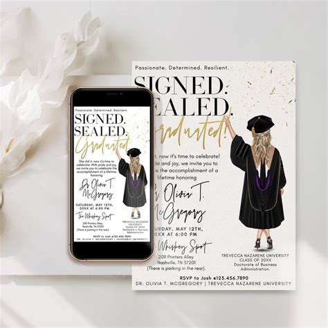 Phd Graduation Invitation Doctorate Graduation Invitation Phd Woman
