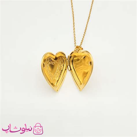 قیمت خرید گردنبند لاکت عکس مدل قلب طلایی طرحدار نیلو شاپ