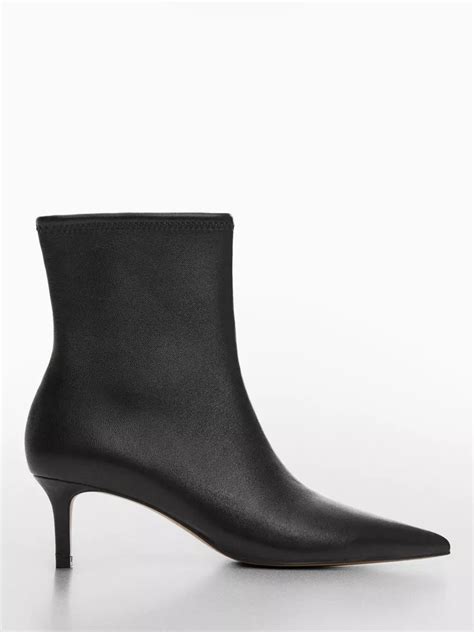 Mango Dadly Leather Kitten Heel Boots Black At John Lewis And Partners