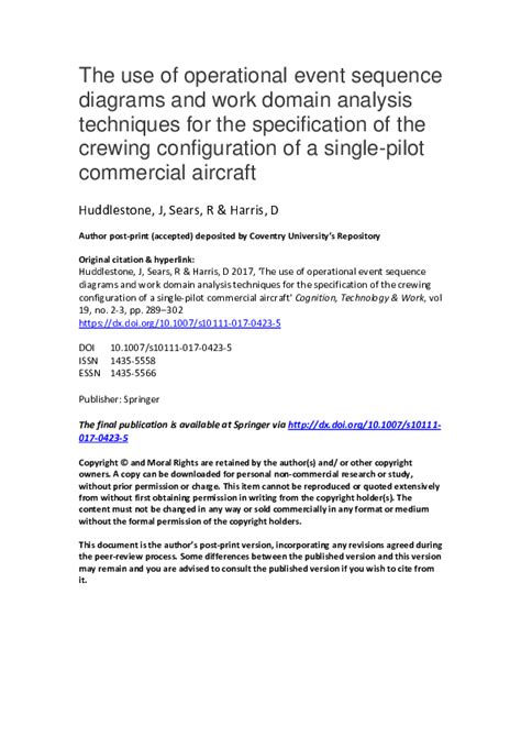 Pdf The Use Of Operational Event Sequence Diagrams And Work Domain