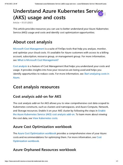 understand azure kubernetes service aks usage and costs azure