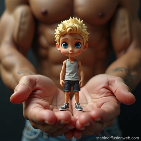 Tiny Man On Friends Palm Stable Diffusion Online