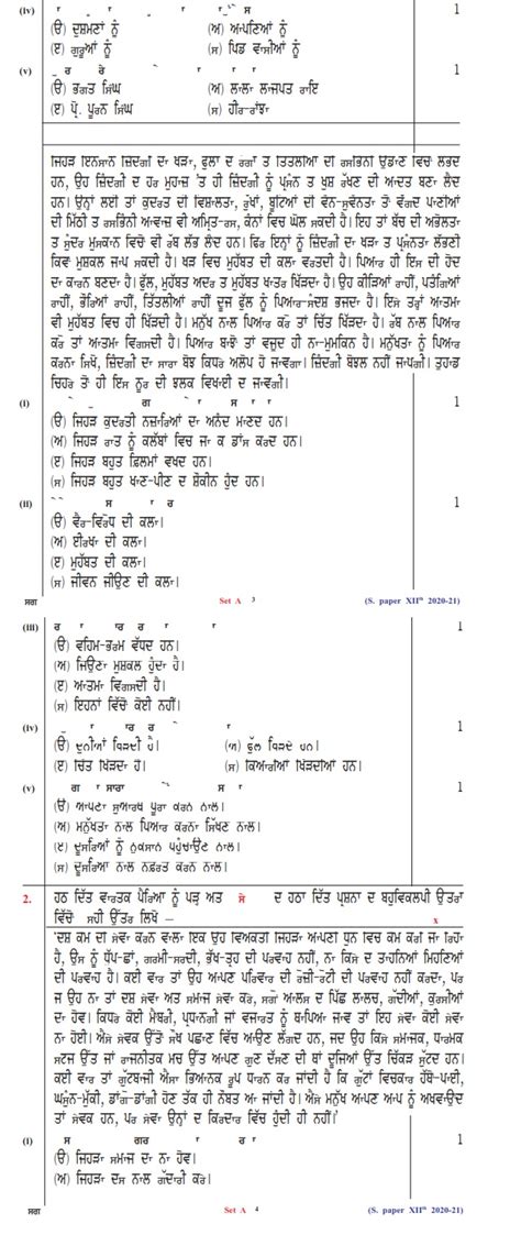 Download Cbse Class 12 Sample Paper 2020 21 Punjabi Cbse Exam