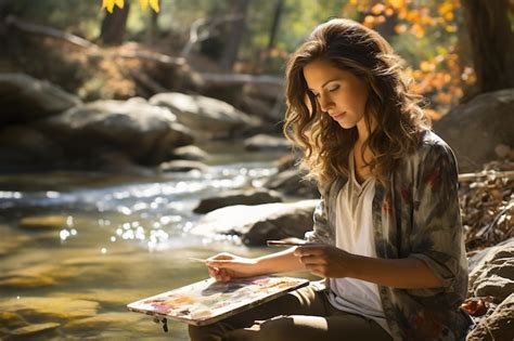 Premium Ai Image Woman Devotes Herself To Art