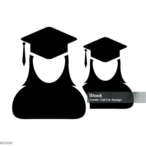 大學圖示向量女組學生個人個人資料頭像與砂漿板帽符號為學校和大學畢業學位在平面顏色字形象形圖向量圖形及更多educational