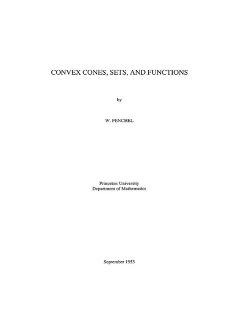 Fenchel 1953 Convex Cones Sets And Functions Pdf