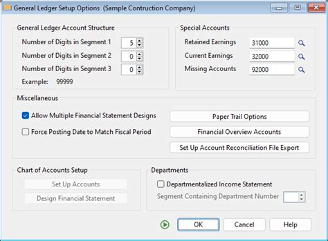 Setup General Ledger