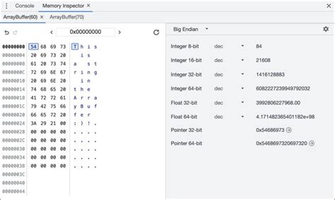 内存检查器：检查 arraybuffer、typedarray、dataview 和 wasm 内存。 chrome devtools chrome for developers