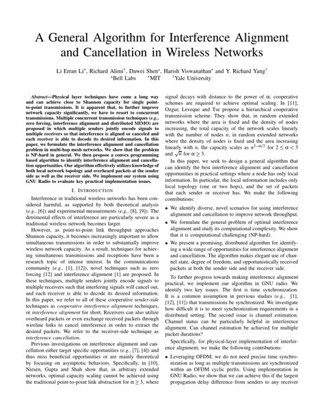 PDF A General Algorithm For Interference Alignment And Cancellation