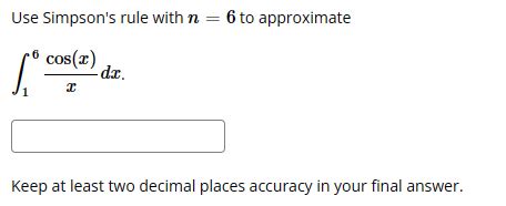 Solved Use Simpson S Rule With N To Approximate Chegg