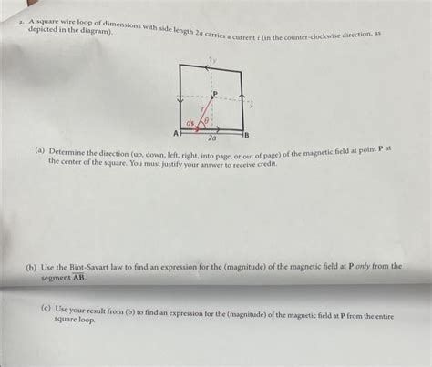 Solved 2 A Square Wire Loop Of Dimensions With Side Length
