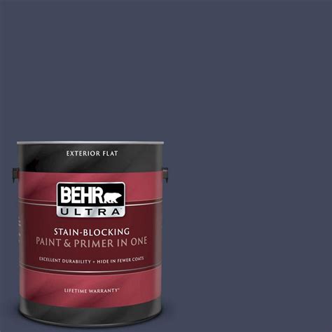 BEHR ULTRA 1 Gal S530 7 Dark Navy Flat Exterior Paint And Primer In