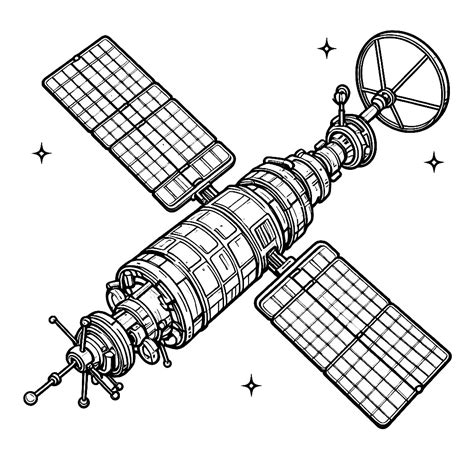 Satellite In Space 🛰️ Coloring Page