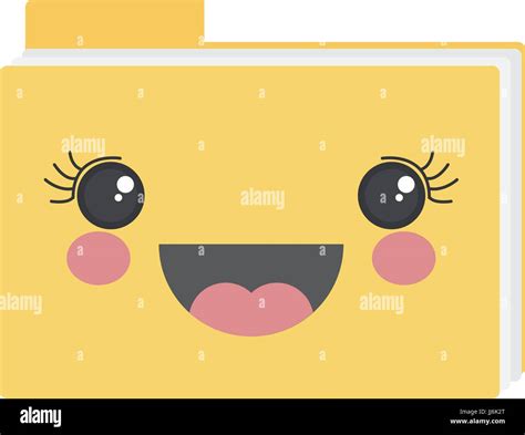 Cute Folder Kawaii Icon Vector Illustration Graphic Design Stock Vector