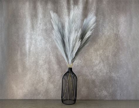 Tall Faux Pampas Grass Light Gray 3 Stems Luv Sola Flowers