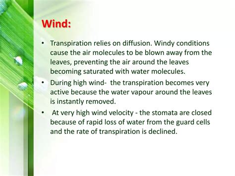 Transpiration And Factors Affecting Transpiration Ppt