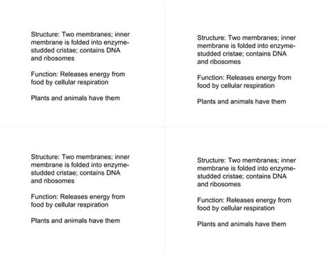 Cell Structure Organelle Cards Ppt