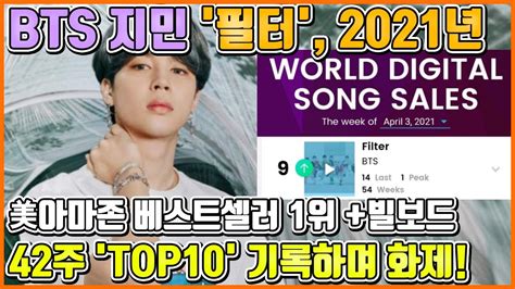 【eng】bts 지민 필터 2021년 美아마존 베스트셀러 1위 빌보드 42주 Top10 Bts Jimin 기록하며