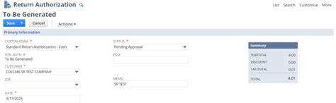 Netsuite Return Authorizations Suiterep