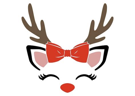 Premium Vector Deer Antlers With Bow Girl Reindeer Hat And Ears Bull