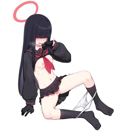 Rule 34 Artpatient Beret Black Hair Black Sailor Collar Black Skirt Black Socks Blue Archive