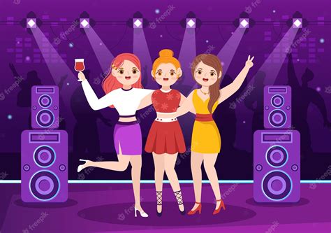 나이트 클럽 만화 일러스트 레이 션의 나이트 클럽 프리미엄 벡터