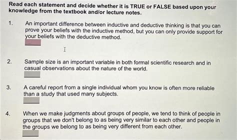 solved read each statement and decide whether it is true or