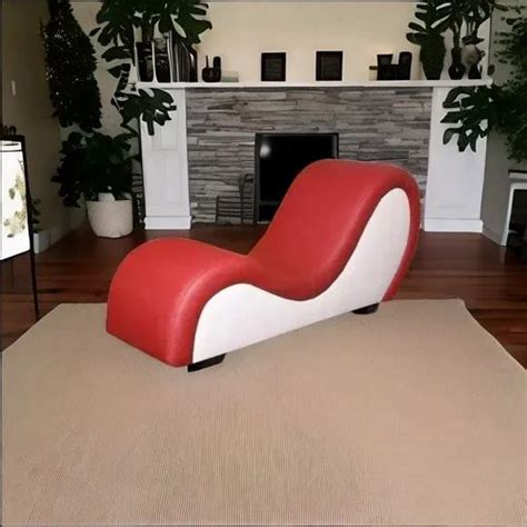 Sheesham Wood Leatherate Tantric Chaise Lounge Chair Modern Lounge