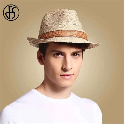Fs Unisex Raffia Straw Fedora Hat For Men Jazz Panama Summer Sun Hats