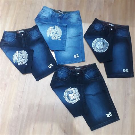 Bermuda Jeans Shorts Cyclone S Veludo E Marcas Grif Shopee Brasil