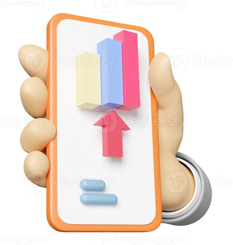 3d Charts Graph With Hand Holding Mobile Phone Smartphone Analysis