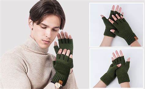 Lades Fingerless Gloves Thermal Winter Gloves Warm Knitted Half Finger