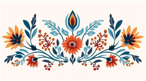 Premium Ai Image Folk Embroidery Flowers Polish Traditional Folk Pattern