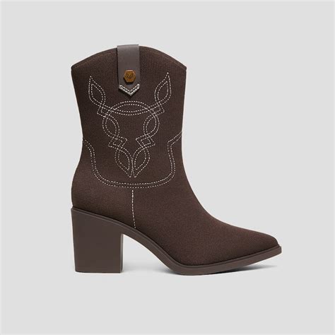 Pointed Toe Western Ankle Boots Wesley Brown Emb Water Rpt Eu41