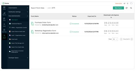 Data Export Zoho Forms User Guide