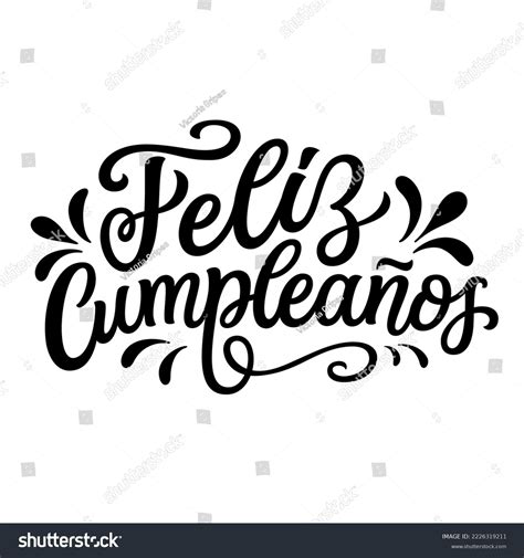 Feliz Cumpleaños En Español Texto Con Vector De Stock Libre De Regalías 2226319211