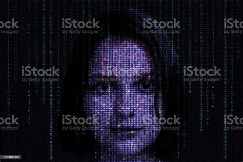 Female Face With Matrix Digital Numbers Artifical Intelligence Ai Theme