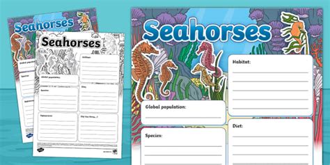 Seahorses Fact File Template Teacher Made Twinkl