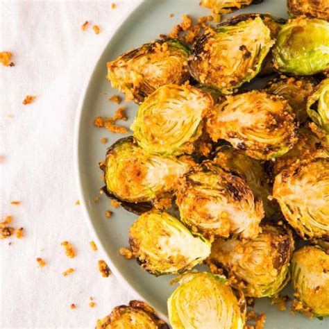 Parmesan Crusted Air Fryer Brussels Sprouts Recipe Whole Food Bellies