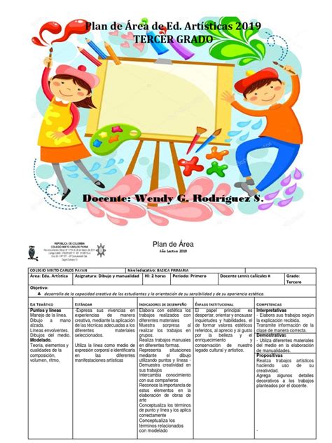 Plan De Estudio Artistica Grado Tercero 2019 Pdf Dibujo Educación