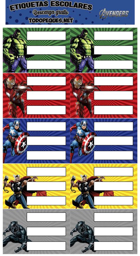 Etiquetas Escolares Capitan America Todo Peques