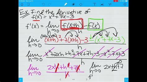 Calculating a Derivative Using the Definition - YouTube