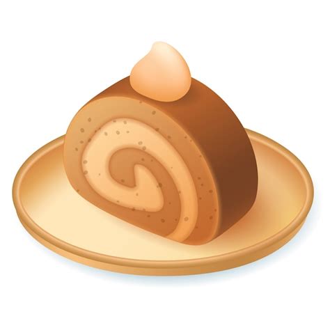 롤 케이크 3d 벡터 일러스트 레이 션의 조각입니다 흰색 배경에 격리된 만화 스타일의 집이나 레스토랑에서 접시에 초콜릿 디저트
