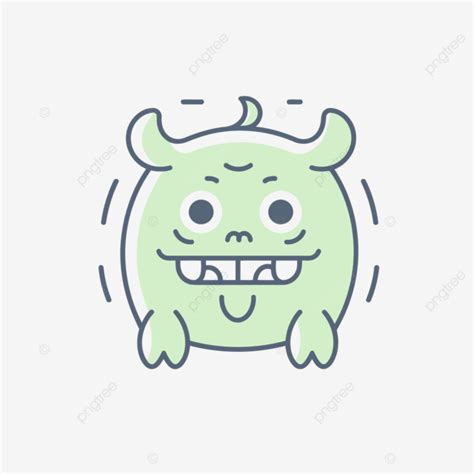 Cute Green Monster Face Icon Vector A Lineal Icon Depicting Green