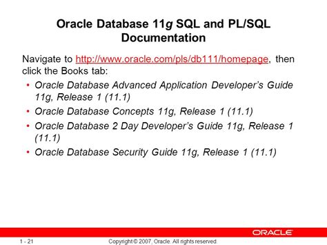 1 Copyright © 2007, Oracle. All rights reserved. Introducing the Oracle Database 11g SQL and PL ...