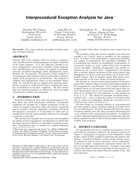 Fillable Online Interprocedural Exception Analysis For Java Fax Email