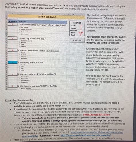 Solved Download Project2xis M Blackboard Write Excel Macro Using