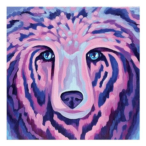 Purple Bear 12x12 Textured Art Print Etsy