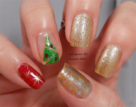 Lacquer Or Leave Her Review NOTD Christmas Tree Skittle Mani With